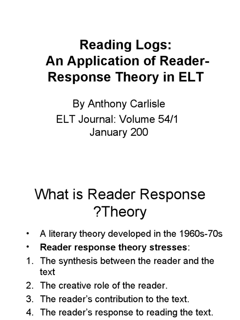 Reading Logs: An Application of Reader-Response Theory in ELT | PDF ...