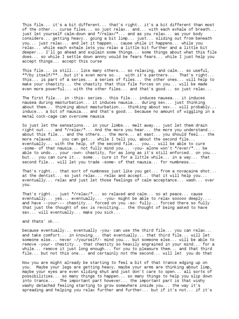 Chastity or Sickness (Script) | PDF | Masturbation