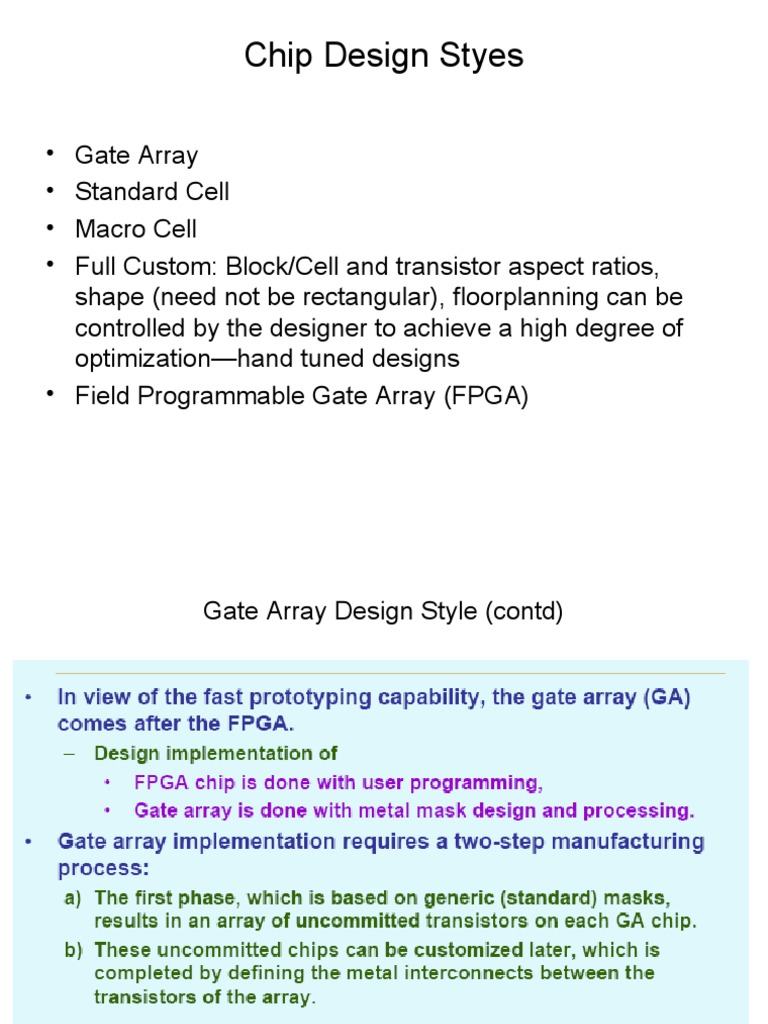 Chip Design Styles | PDF | Field Programmable Gate Array | Electronic ...