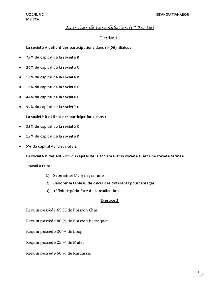 Exo Sur Perimetre de Conso PDF | PDF | Action (Finance) | Actionnaire