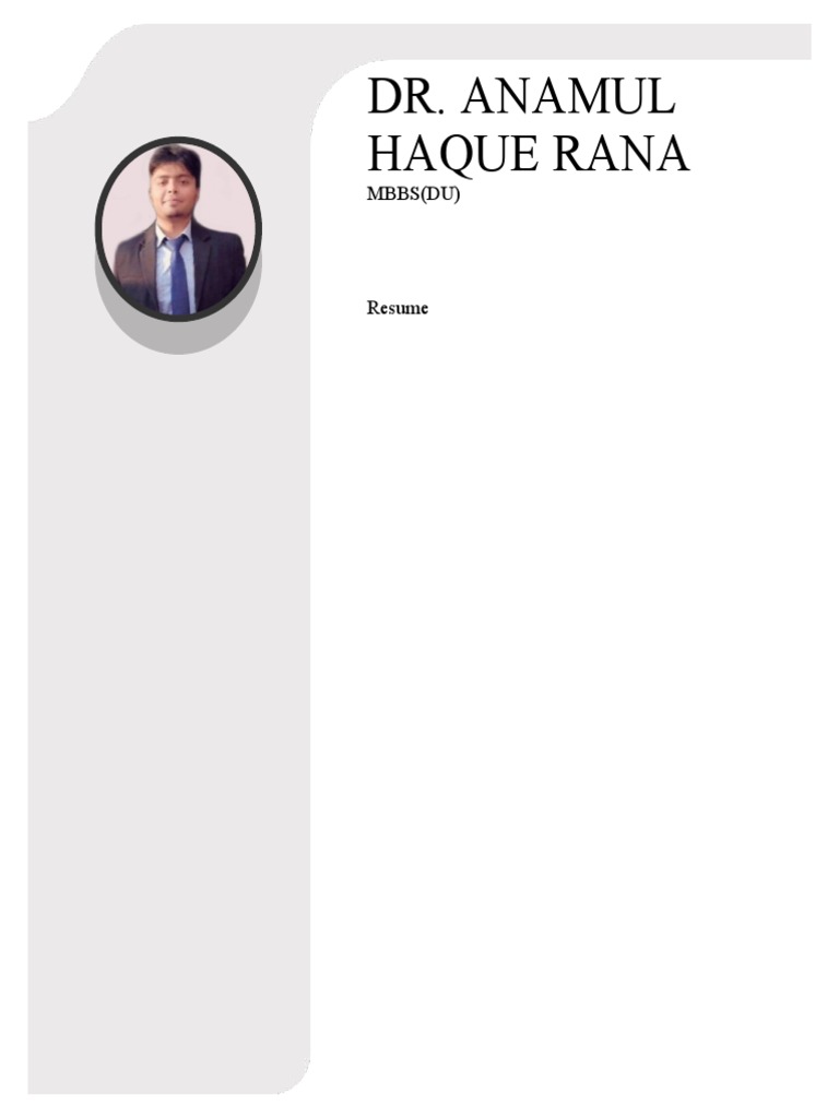 Dr. Anamul Haque Rana: Mbbs (Du) | PDF