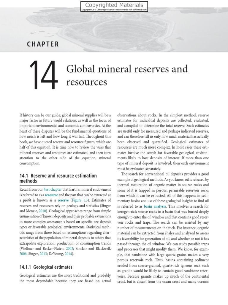 Global Mineral Reserves and Resources: 14.1 Reserve and Resource ...