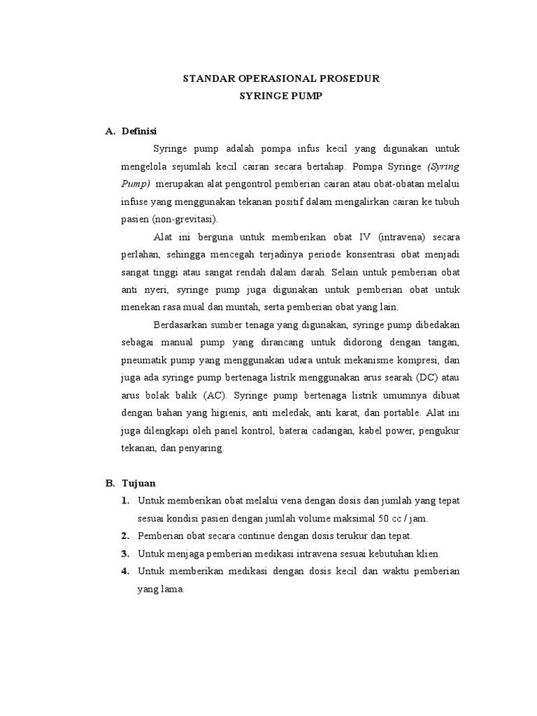 SOP Pemasangan Syringe Pump | PDF
