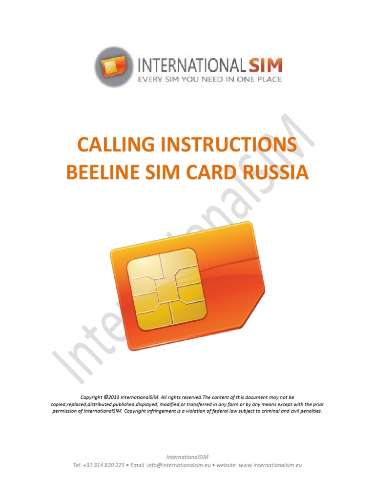 Calling Instructions Beeline Sim Card Russia | PDF | Mobile Phones ...