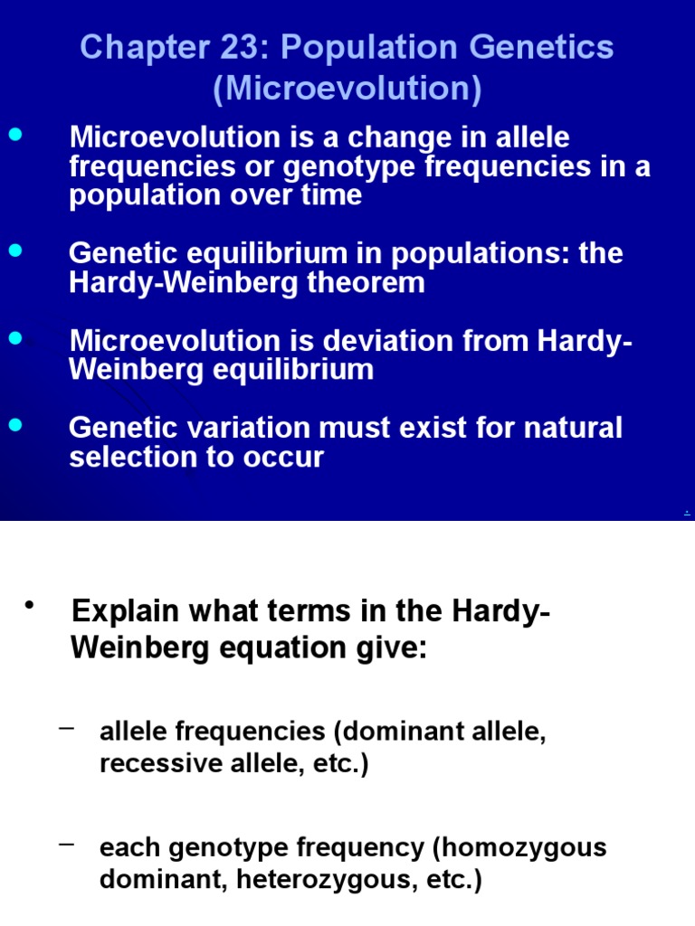 Chapter 23: Population Genetics (Microevolution) | PDF | Zygosity | Allele