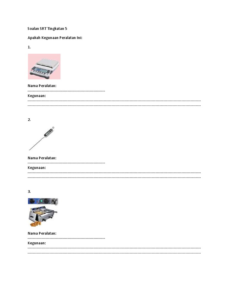 Soalan SRT Tingkatan 5 Peralatan | PDF