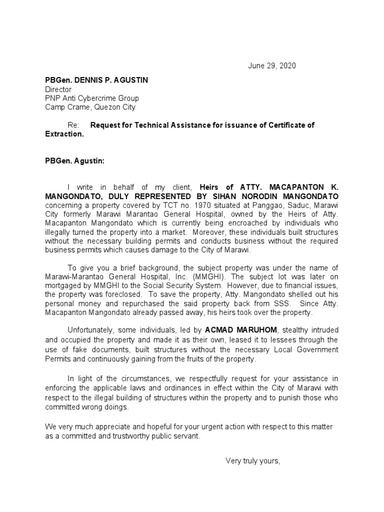 Letter To PNP ACG | PDF