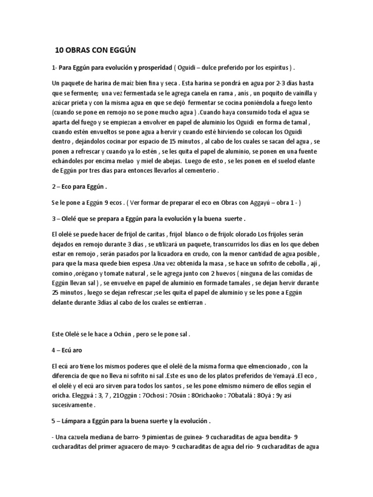 10 Obras Con Eggún | PDF | Alimentos | Cocina