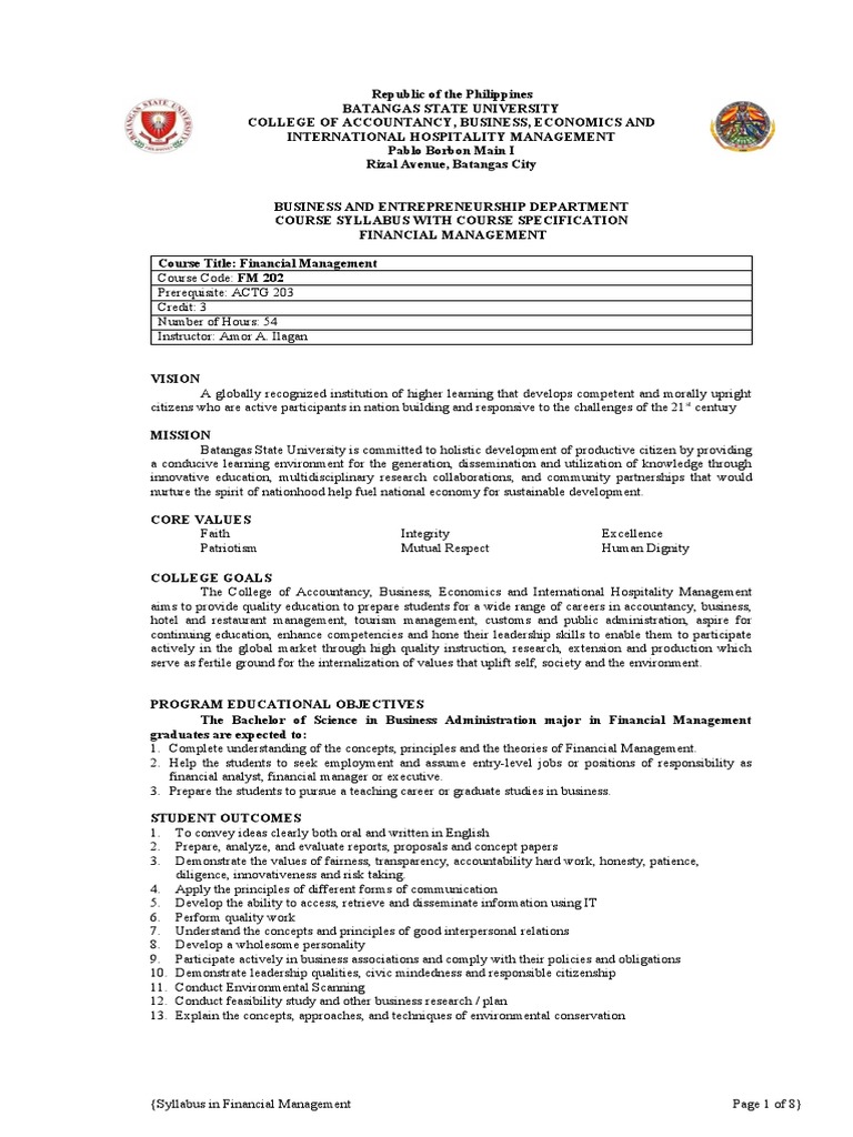 Financial Management Syllabus | PDF | Test (Assessment) | Analysis