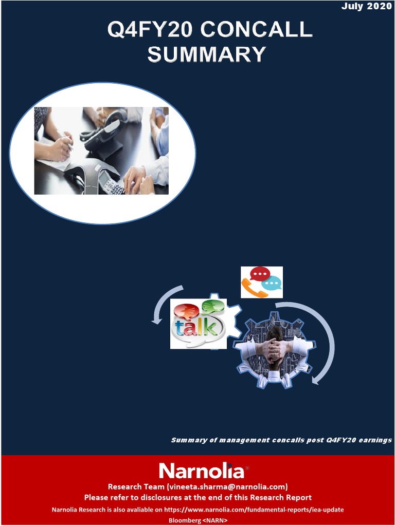 Concall Summary 4QFY20 | PDF | Economies | Business