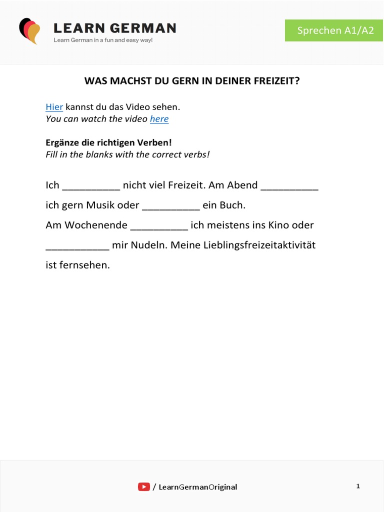 LearnGerman Sprechen - Was Machst Du Gern in Deiner Freizeit | PDF