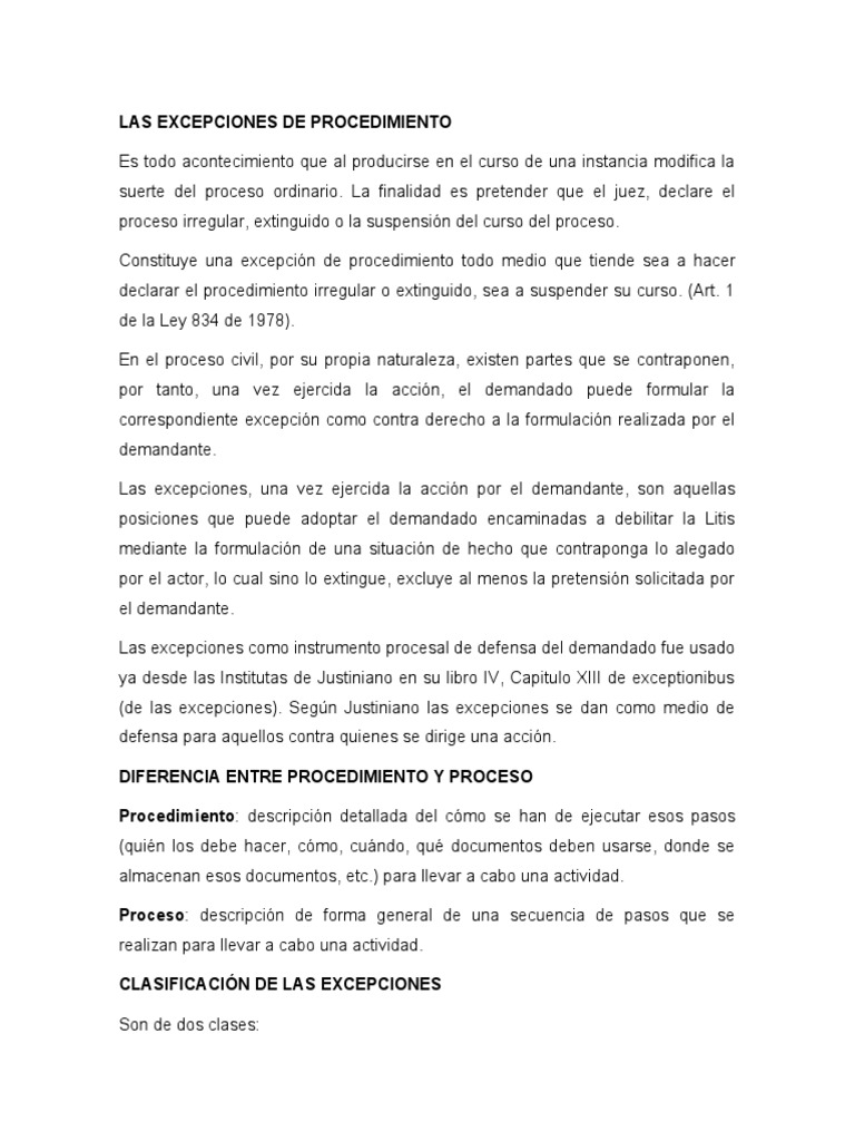 Las Excepciones de Procedimiento | PDF | Jurisdicción | Estoppel colateral