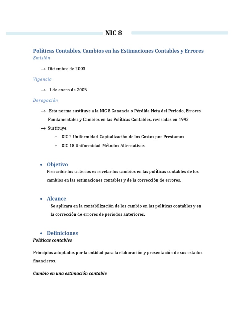NIC 8 - Resumen | PDF | normas internacionales de INFORMACION ...