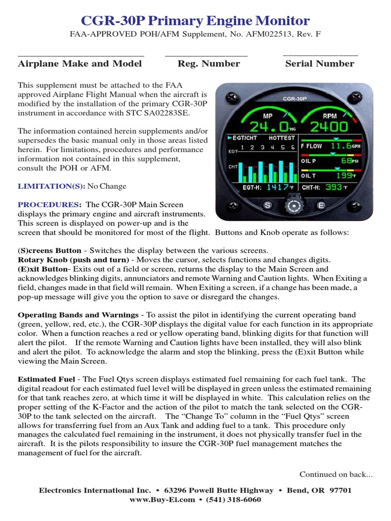 CGR-30P Primary Engine Monitor | PDF | Aerospace Engineering | Aviation