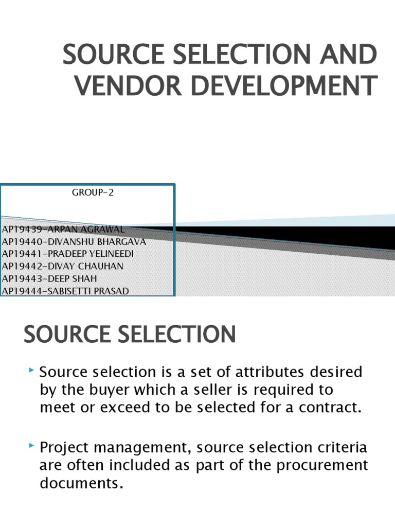 Source Selection and Vendor Development | PDF | Procurement | Sales