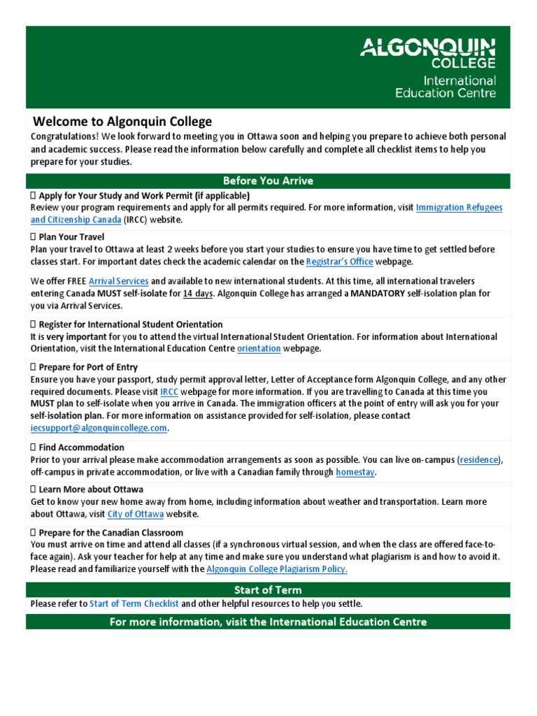 Pre Arrival Checklist May 2020 PDF | PDF | Government And Personhood ...