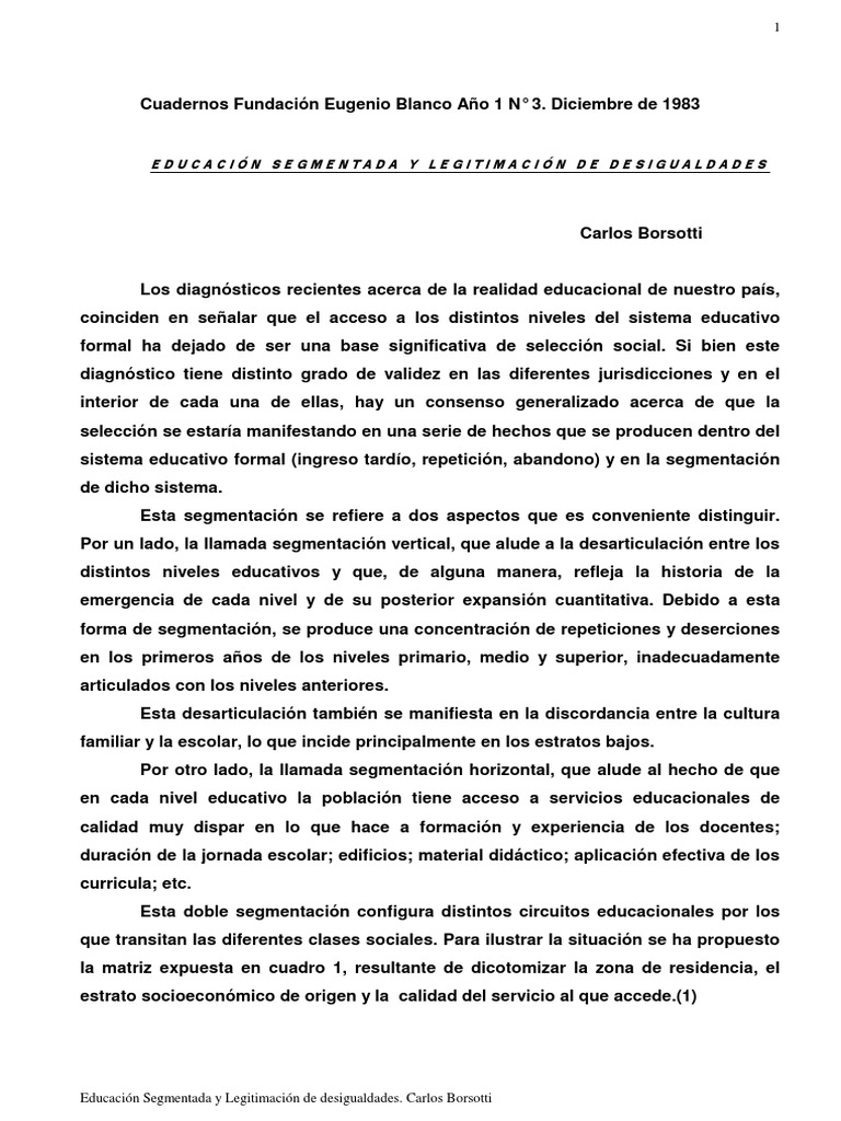 BORSOTTI | PDF | Desigualdad social | Discriminación y relaciones raciales