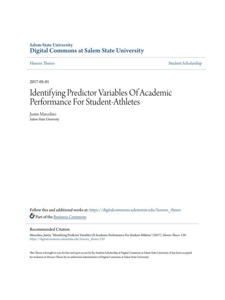 Identifying Predictor Variables of Academic Performance For Student ...