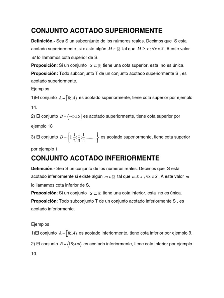 Conjunto Acotado - Densidad.prop. Arquimediana PDF | PDF | Conjunto ...