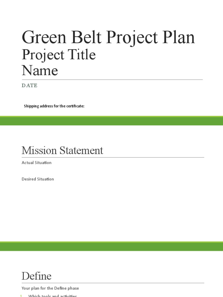 Green Belt Project Plan | PDF