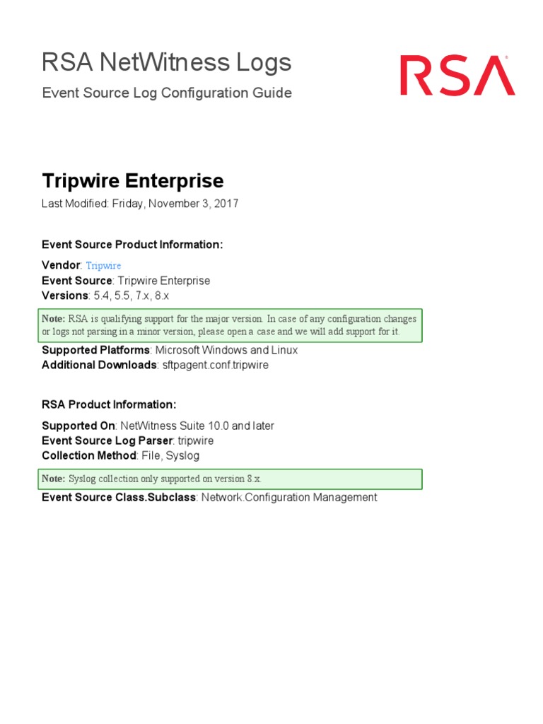 Rsa Netwitness Logs: Tripwire Enterprise | Download Free PDF | Dialog Box | Command Line Interface