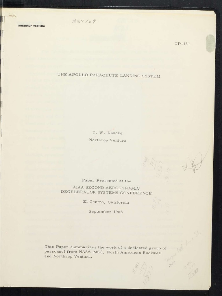 The Apollo Parachute Landing System | PDF | Parachute | Aerospace