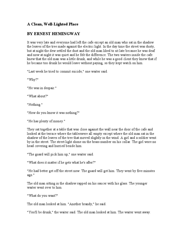 A Clean Well Lighted Place | PDF | Existentialism | Nihilism