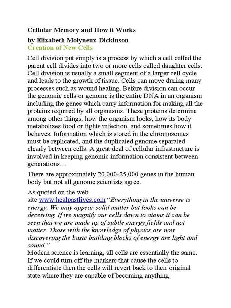 Cellular Memory and How It Works | PDF | Genome | Cell (Biology)