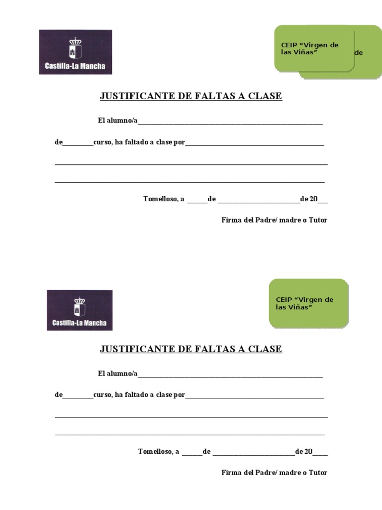 Justificante de Faltas A Clase | PDF