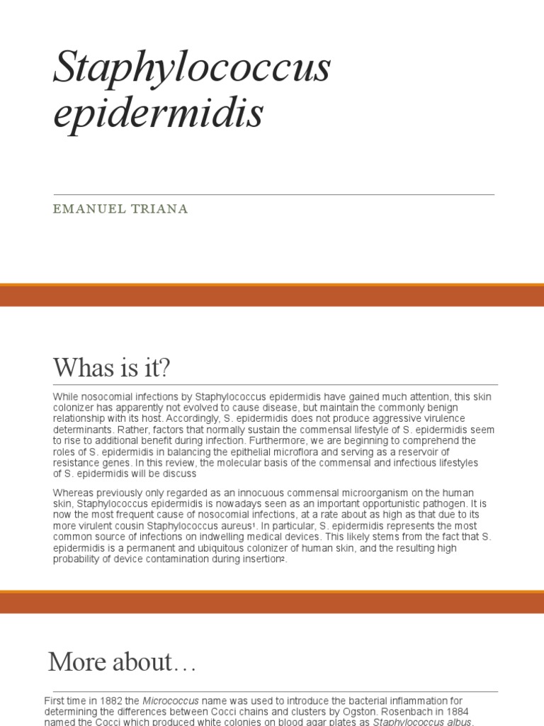 Staphylococcus Epidermidis | PDF | Staphylococcus | Infection