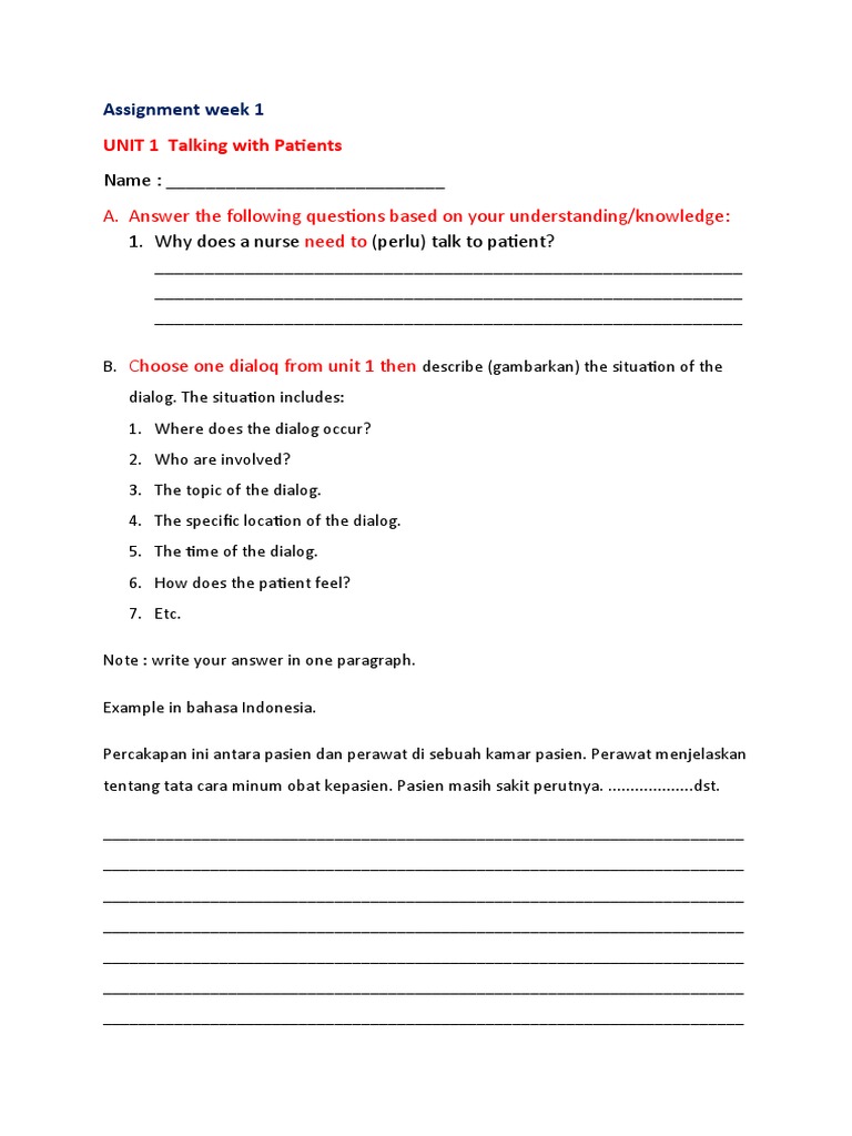 Assignment Week 1 UNIT 1 Talking With Patients | PDF