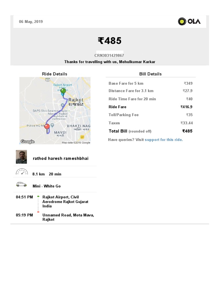 Ola Reciept | PDF | Invoice | Payments