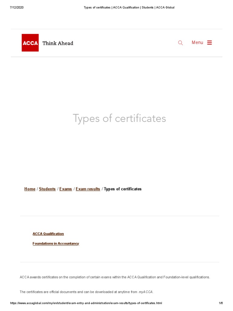 Types of Certificates, ACCA PDF | PDF | Accounting | Business