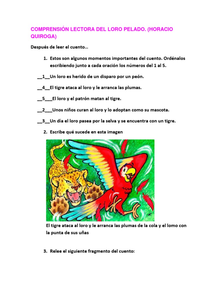 Comprensión Lectora Del Loro Pelado | PDF