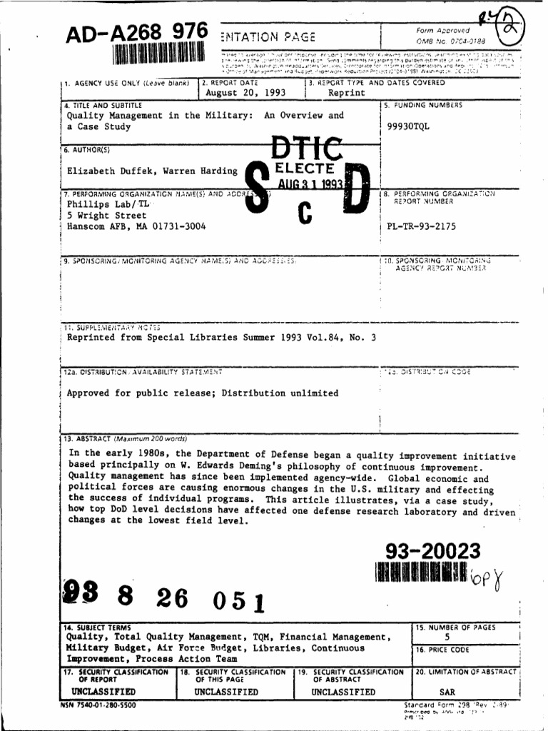 Quality Management in The Military | PDF | United States Department Of ...