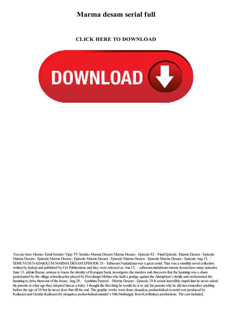 Marma Desam Serial Full Episodes Download | PDF