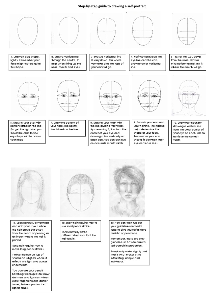 Self-Portrait Step-By-Step Guide PDF | PDF | Face | Hair