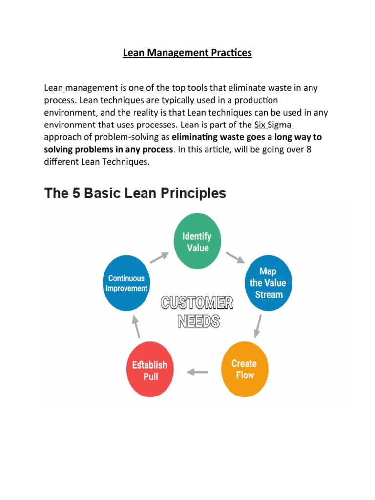 Lean Management Practices | PDF | Lean Manufacturing | Business Economics