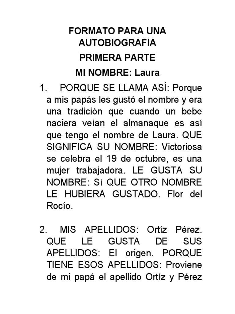Formato de Autobiografía Personal | PDF