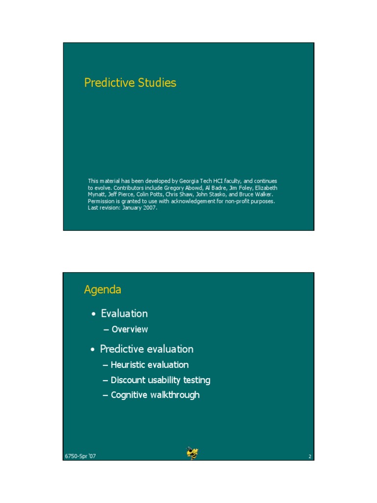 Predictive Evaluation Methods in HCI | PDF | Usability | Epistemology