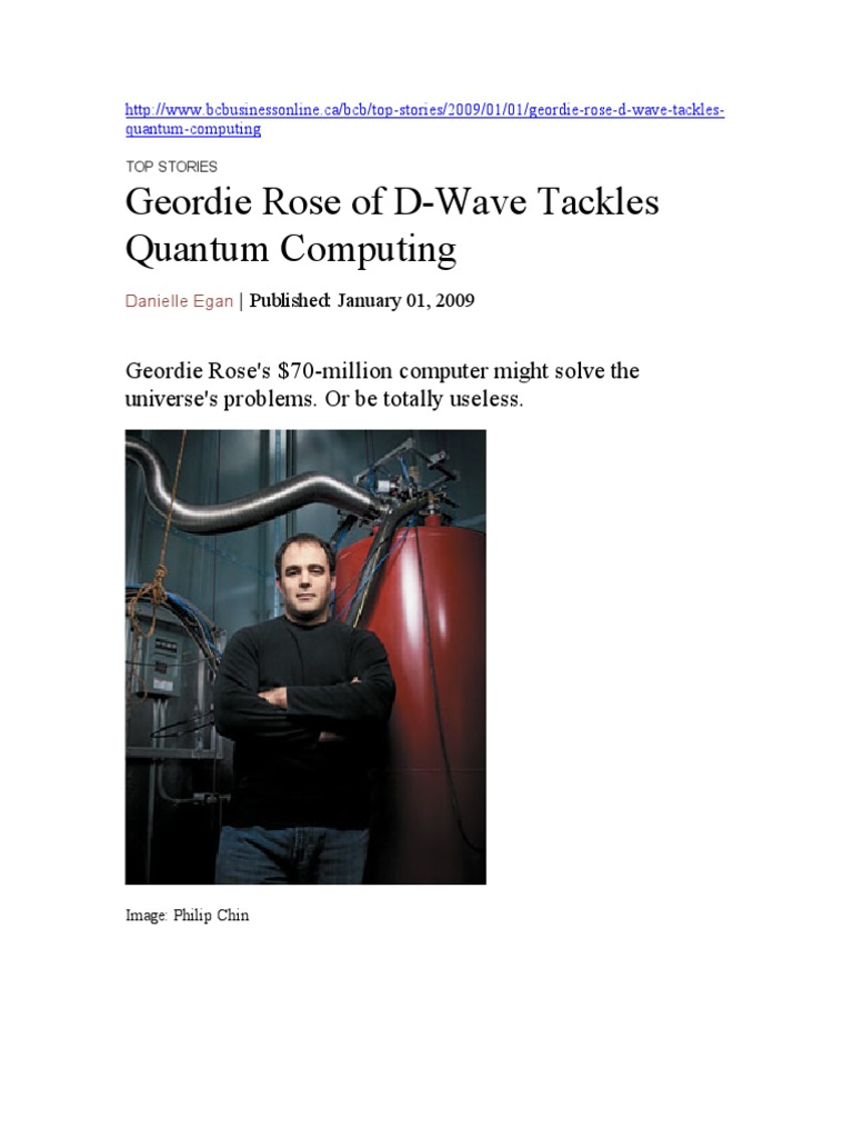 D Wave Quantum Computer | PDF | Quantum Computing | Quantum Entanglement