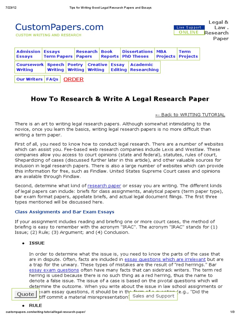 Tips For Writing Good Legal Research Papers and Essays | PDF | Case ...