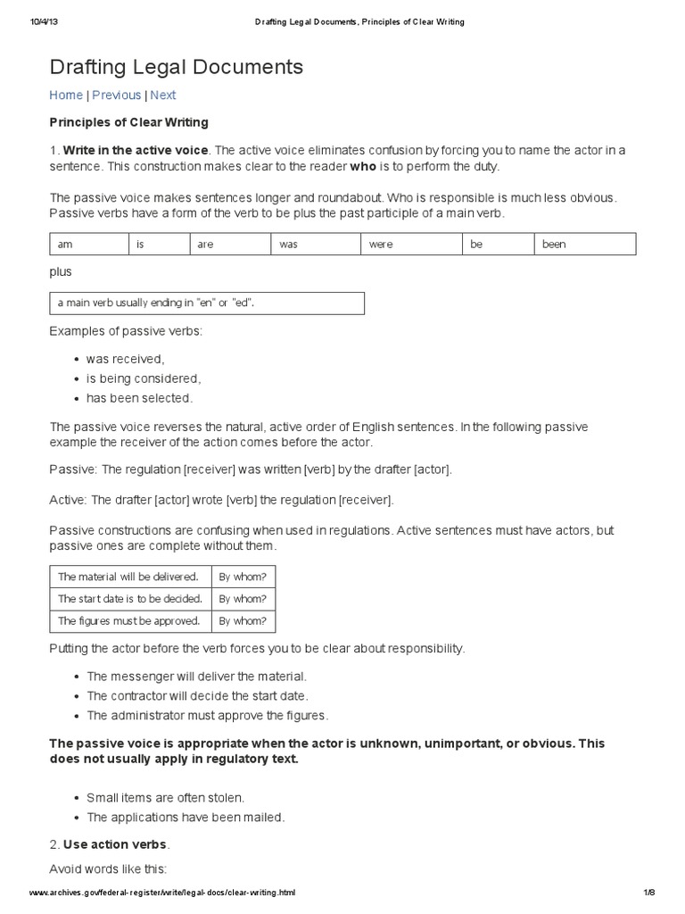 Drafting Legal Documents, Principles of Clear Writing | PDF | Sentence ...