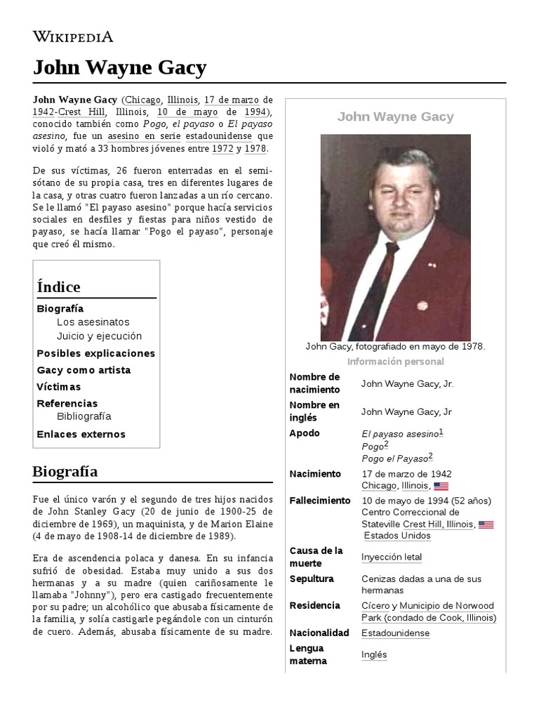 John Wayne Gacy | PDF | Thriller y crimen | Violencia