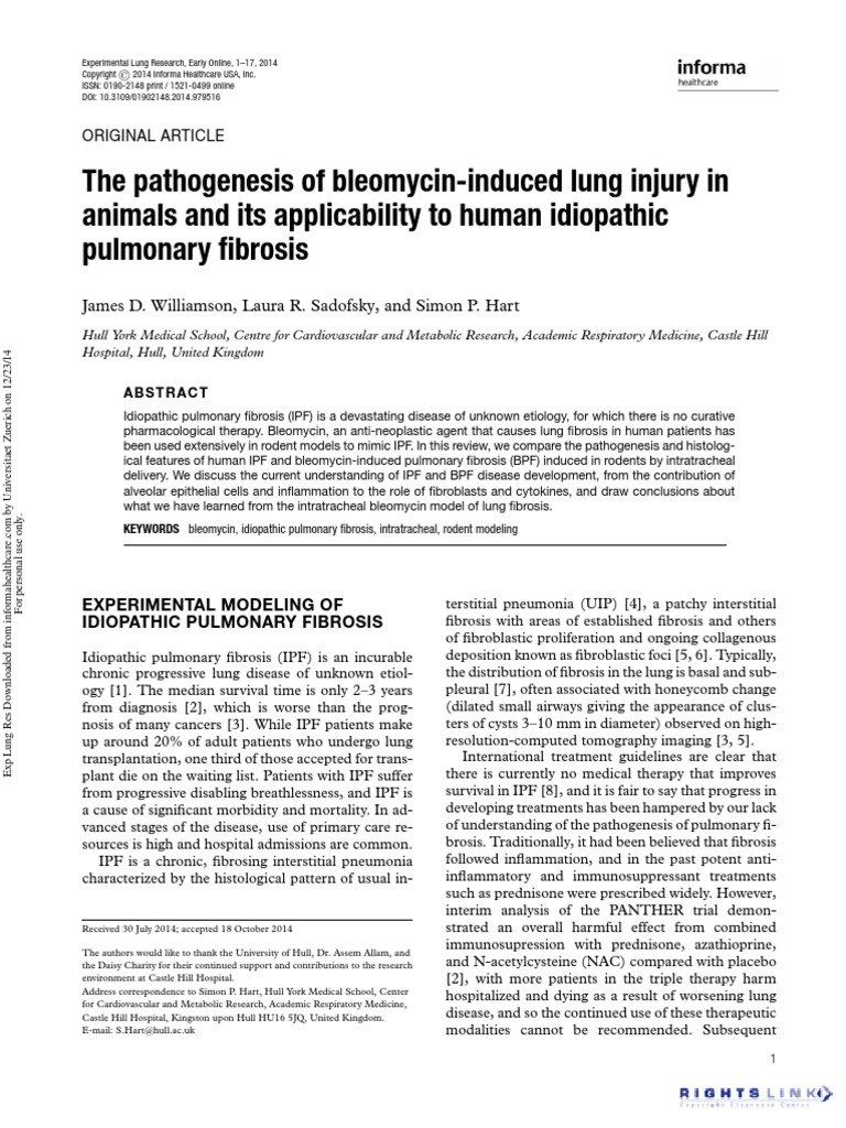 The Pathogenesis of Bleomycin-Induced Lung Injury in PDF | PDF ...
