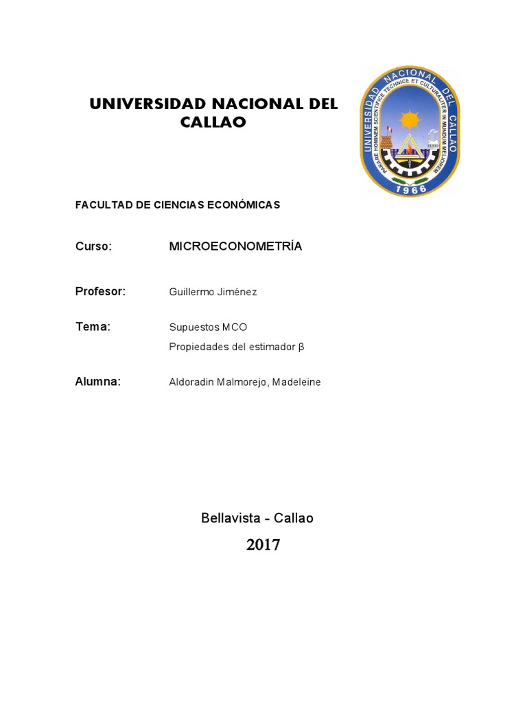10 Supuestos Mco Microeconometria | PDF | Mínimos cuadrados ordinarios ...
