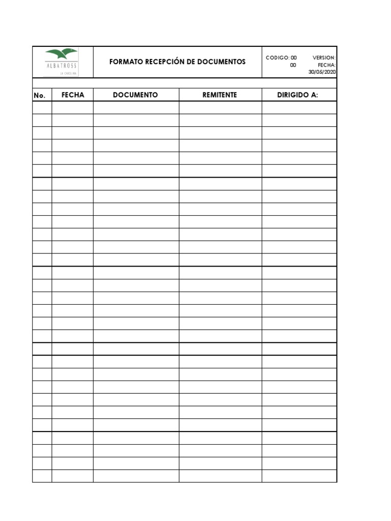 Formato de Recepción de Documentos | PDF