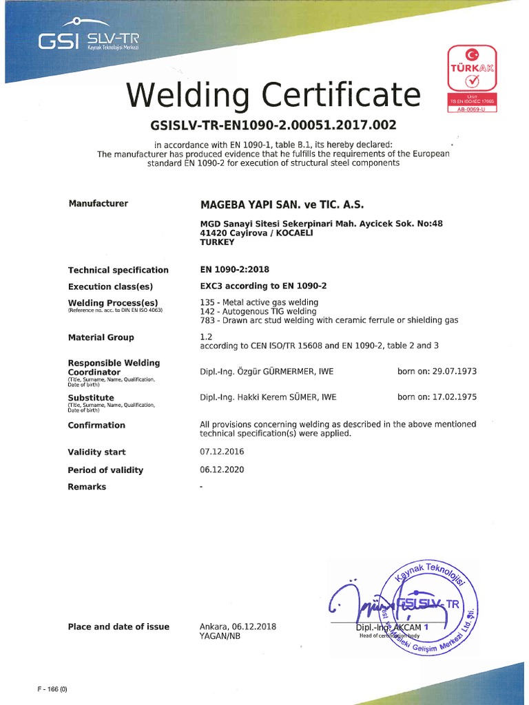 Certificate MaTR EN 1090 2 EN | PDF