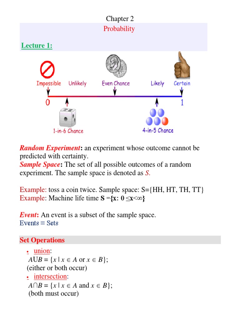 Probability:: An Experiment Whose Outcome Cannot Be: The Set of All Possible Outcomes of A ...