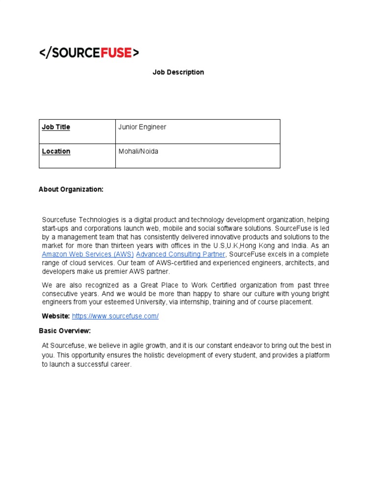 Job Description: Amazon Web Services (AWS) Advanced Consulting Partner ...